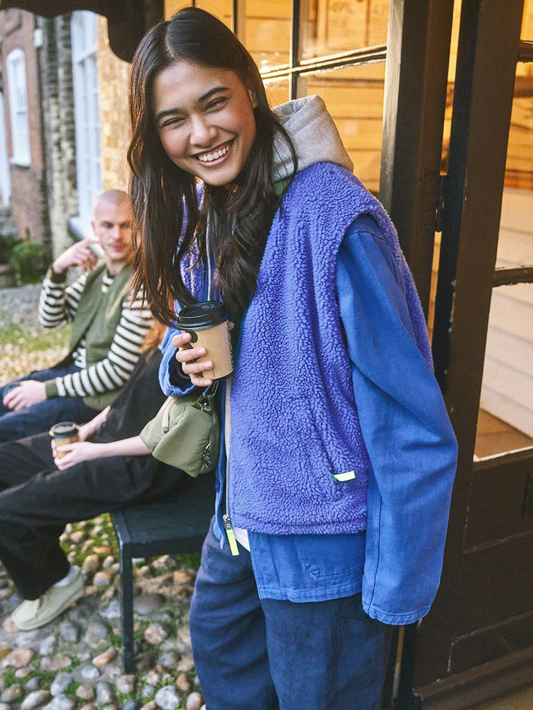 Harlem Fleece Gilet in Blue