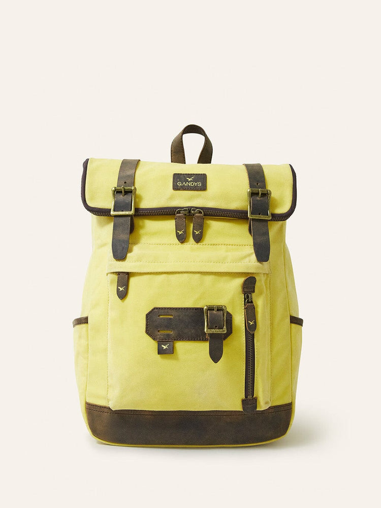 Pale Yellow Waxed Cotton Bali Backpack